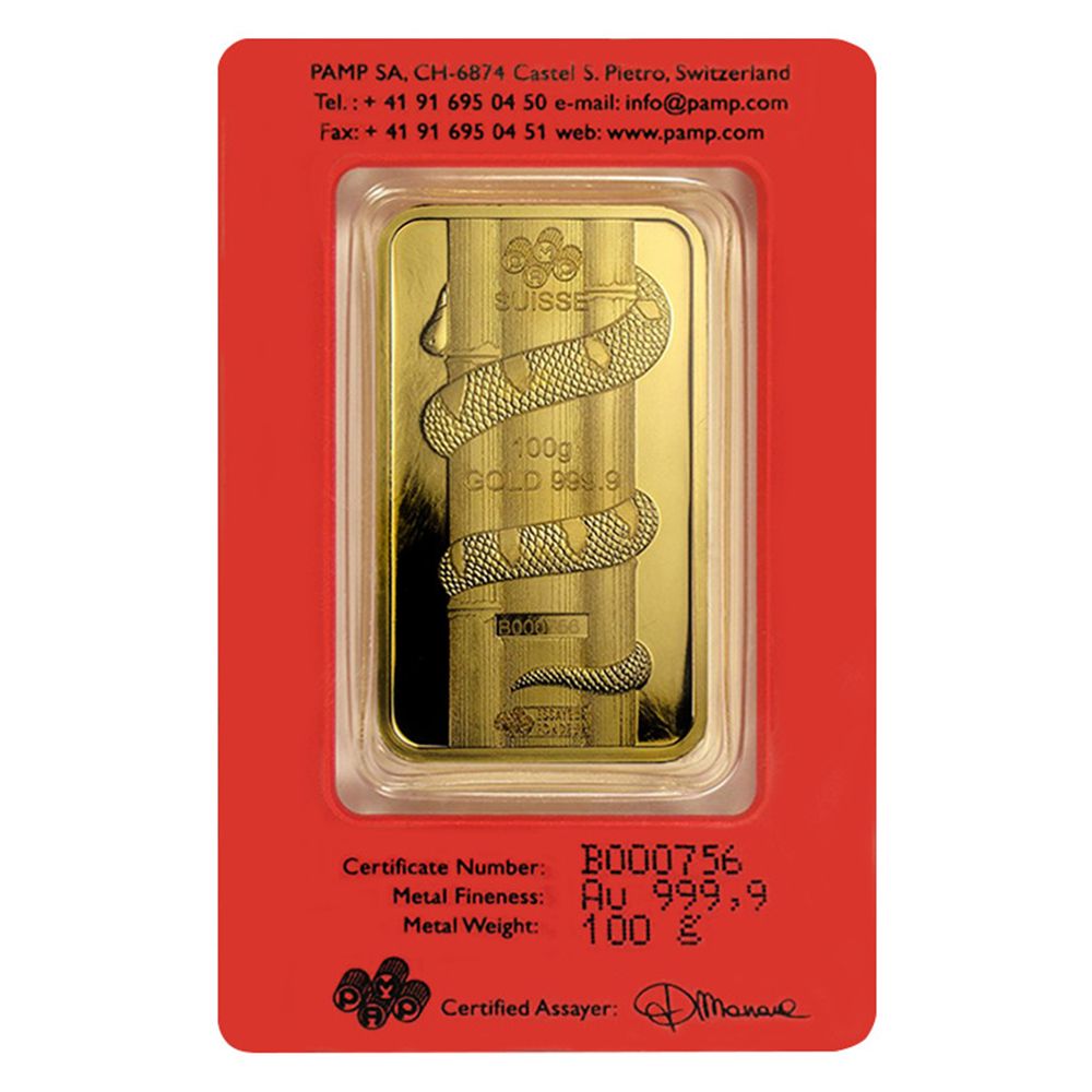 100g PAMP Suisse Gold Minted Bar Year of The Snake (2013) - MyGold