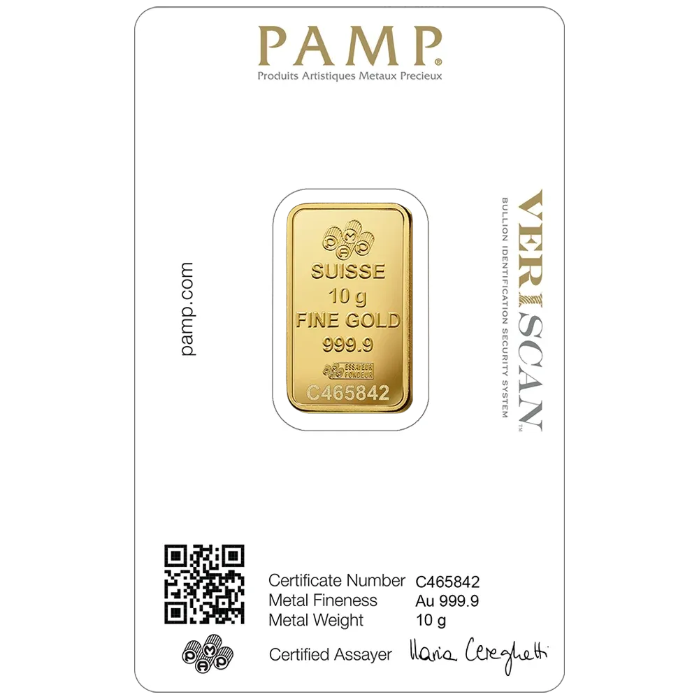 10g PAMP Suisse Gold Minted Bar - MyGold