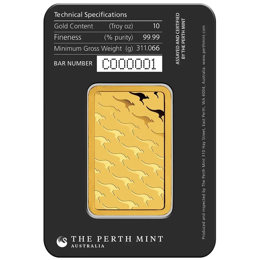 10oz Perth Mint Gold Minted Bar - MyGold