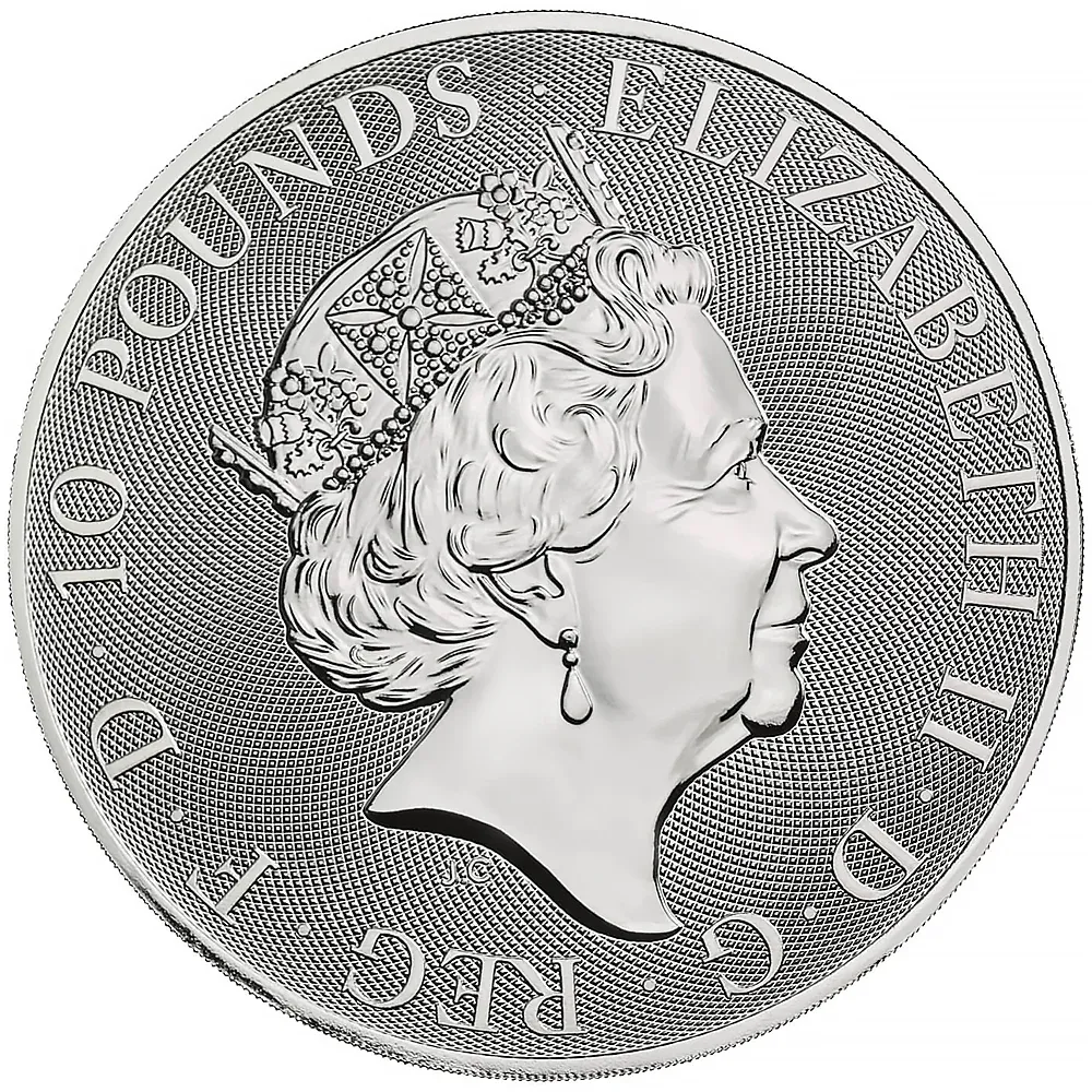 10oz Royal Mint The Queen's Beasts White Lion of Mortimer Coin (2021 ...