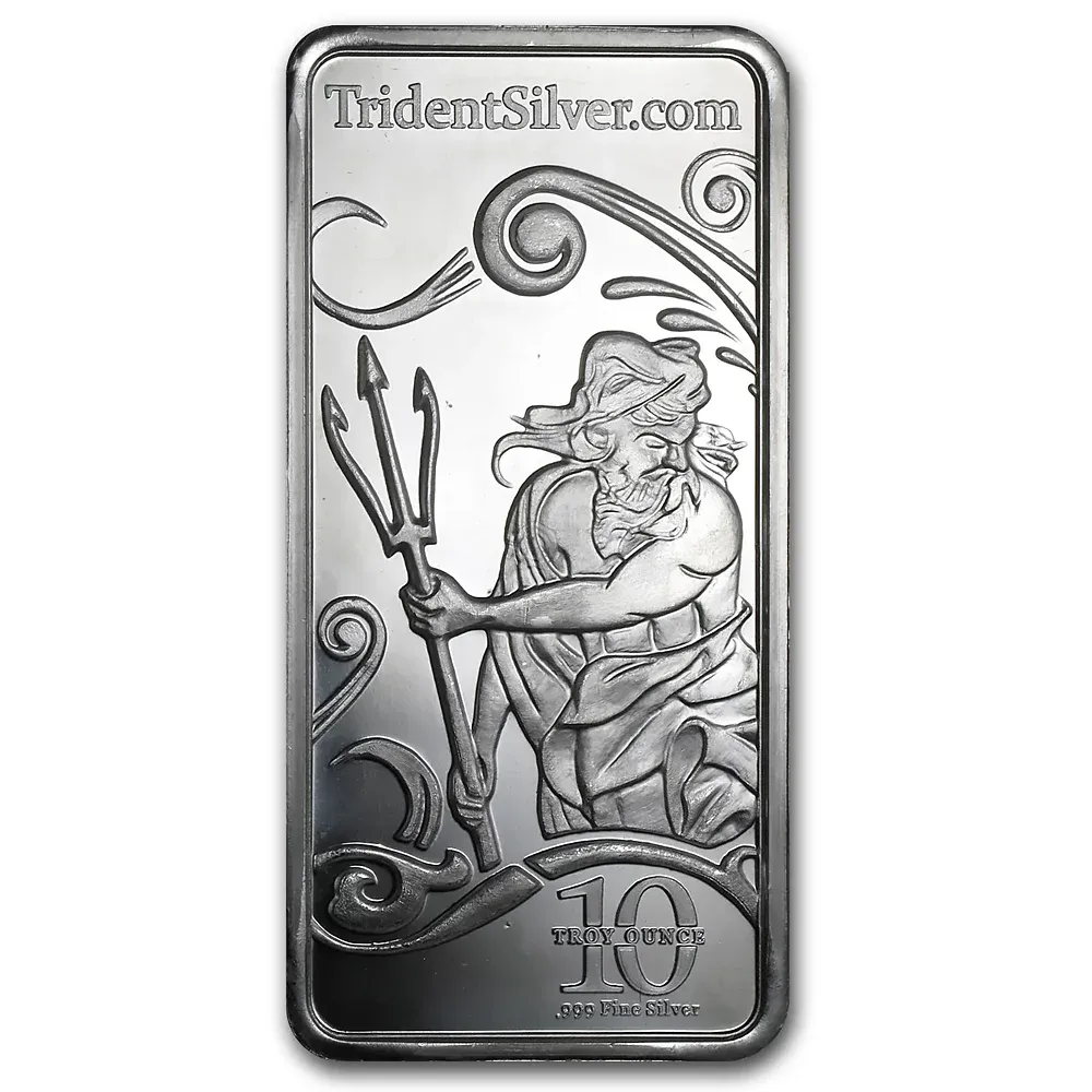 10oz Trident Silver Minted Bar - MyGold