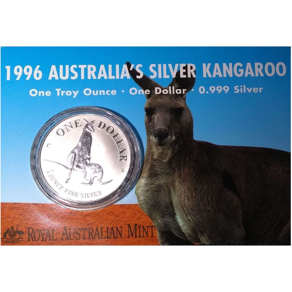 1996 Australia 1 oz Silver Kangaroo Proof Coin in Card - Royal ...