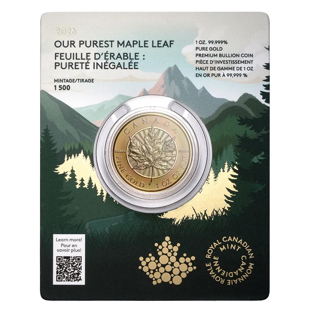 1oz Canadian 99.999 Gold Maple Leaf Coin 2026 (Premium Bullion) - MyGold