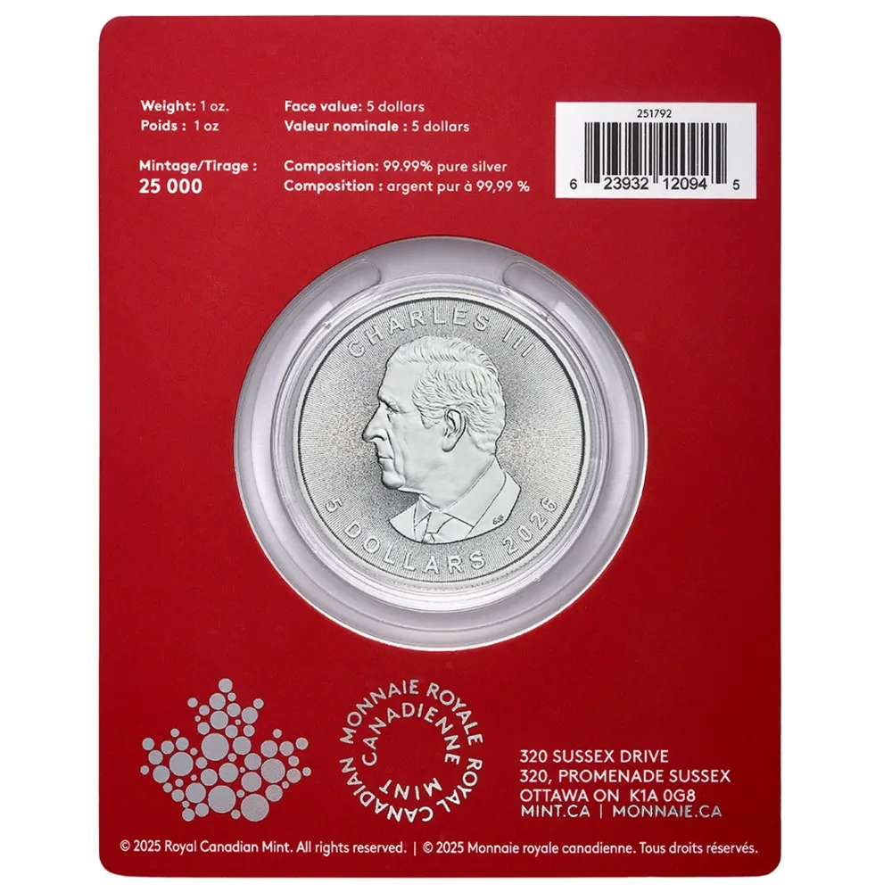 2026 1 oz Canadian Silver Treasured Maple Leaf Coin: Year of the Horse ...