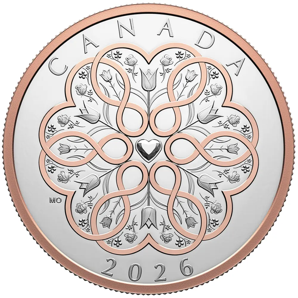 2026 Canada 1 oz Silver $20 Celebrate Love Rose Gold Plated Coin - MyGold